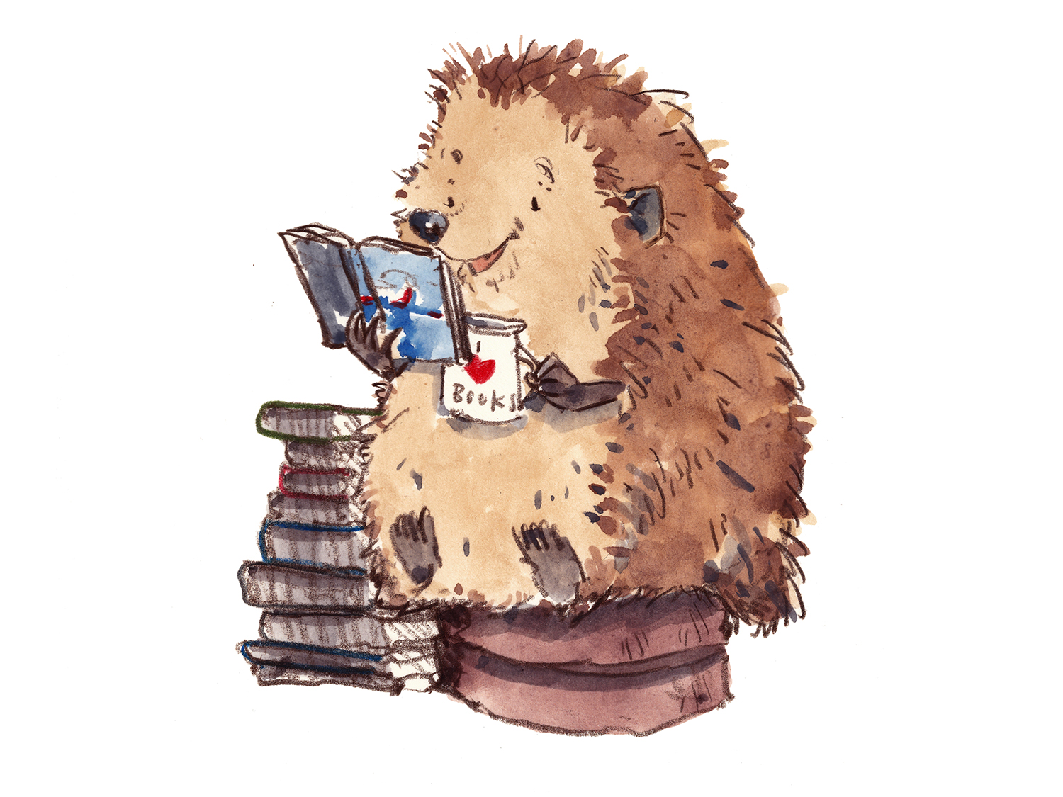 Reading hedgehog prints – Iain Welch Art and Design